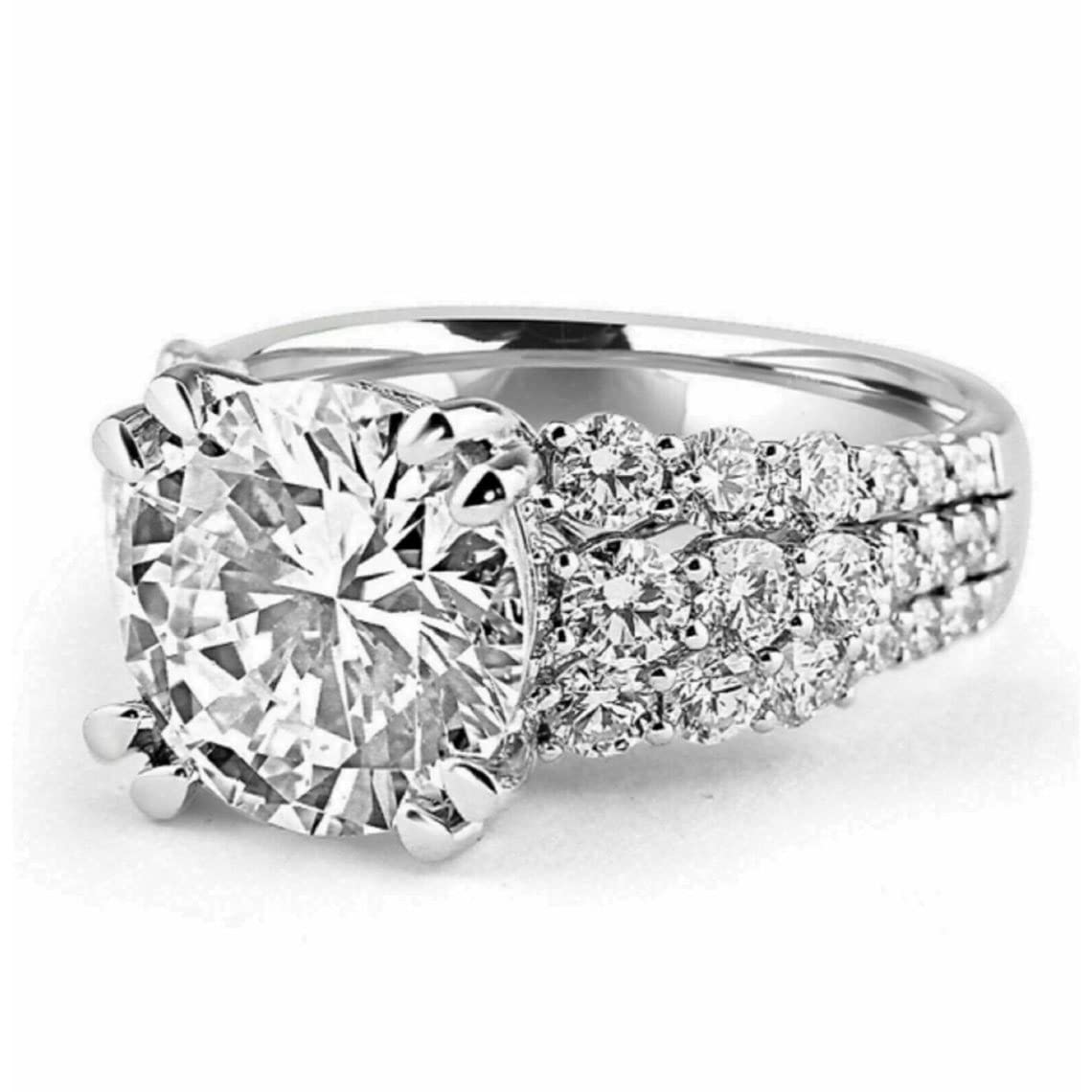 DESTINY JEWEL 3.22CT Round Cut Diamond D/VVS1 Engagement Wedding Ring, Solid 925 Silver Ring_US:- 3.22ct15