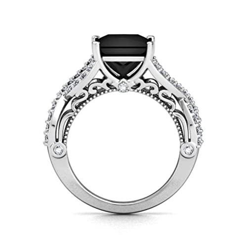 DESTINY JEWEL Black Princess Cut Diamond 2.25Ct Diamond Engagement Wedding Ring_6