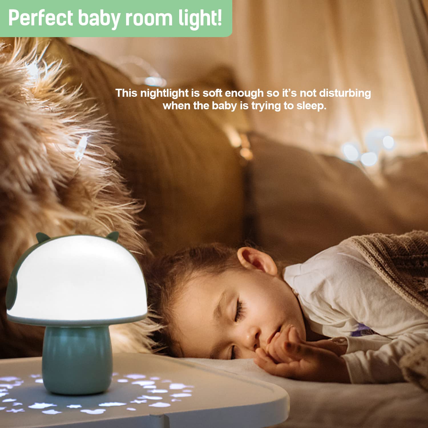 edola Baby Sleep Light, Toddler Projector Night Light, USB Rechargeable Portable Adjustable Brightness Light for Breastfeeding