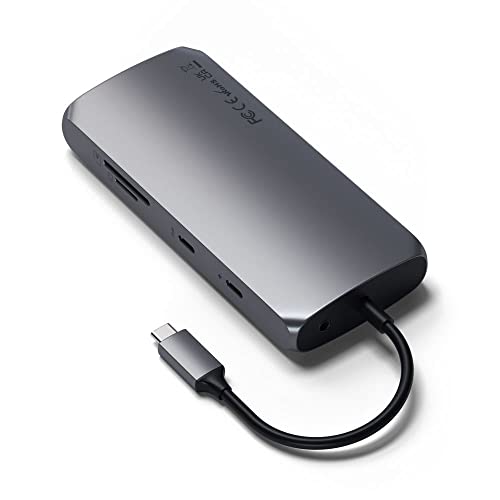 Satechi USB C Hub Multiport Adapter MX with Dual 4K HDMI, 100W USB C PD Charging, USB C Data, 2 USB-A, Ethernet, Micro/SD Card Readers, for MacBook Pro/Air M1 M2 M3, Windows