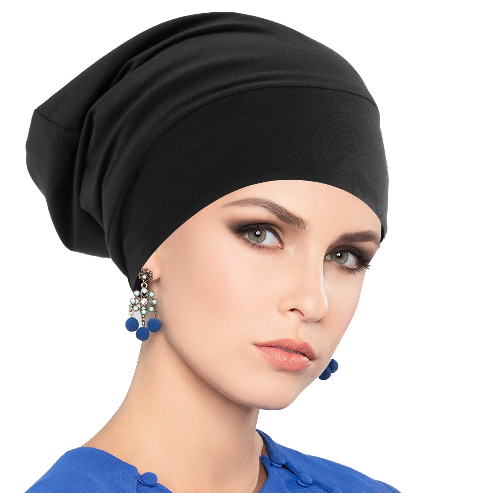 Satin Bonnet for Men 2 Pack Soft and Elastic Black Hair Cap,Satin Lined Beanie, Large Breathable Silky Hair Bonnet for Sleeping Cap,Suitable for Chemo Headwear for Women - Black and Grey