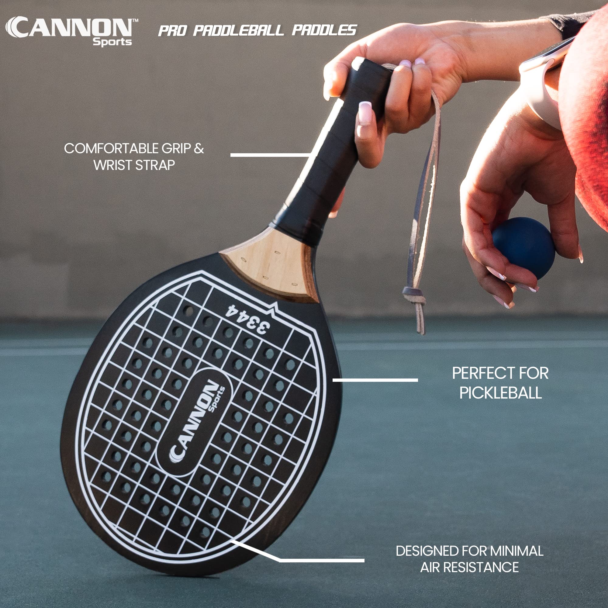Cannon Sports Pro Paddleball Paddle for Racquet & POP Tennis Sports (Black)