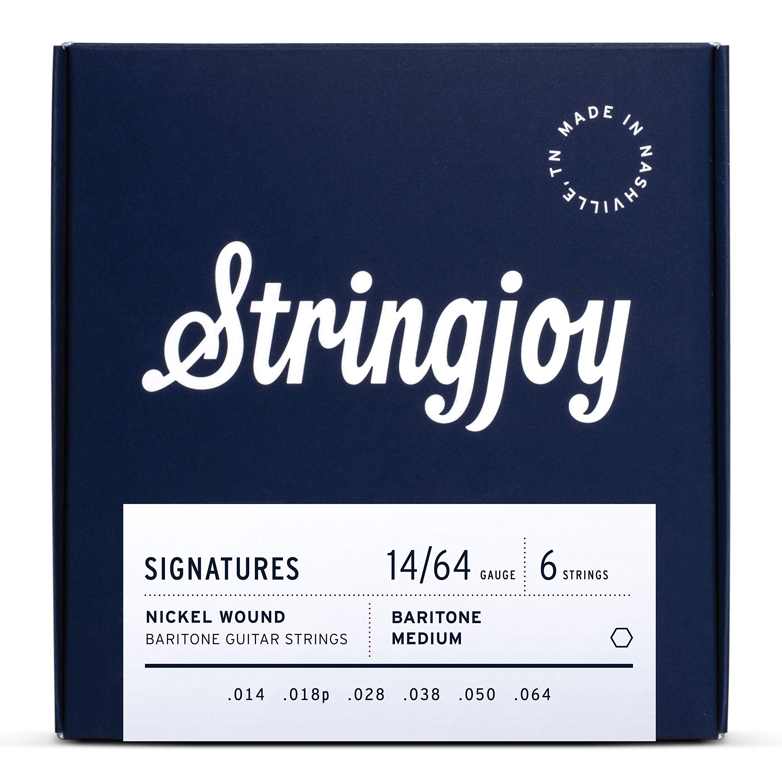 Stringjoy BAL14B Baritone Signatures Nickel Electric Guitar Strings, 14-64 Balanced Medium Gauge, Baritone Guitars Strings Electric 6 String Set