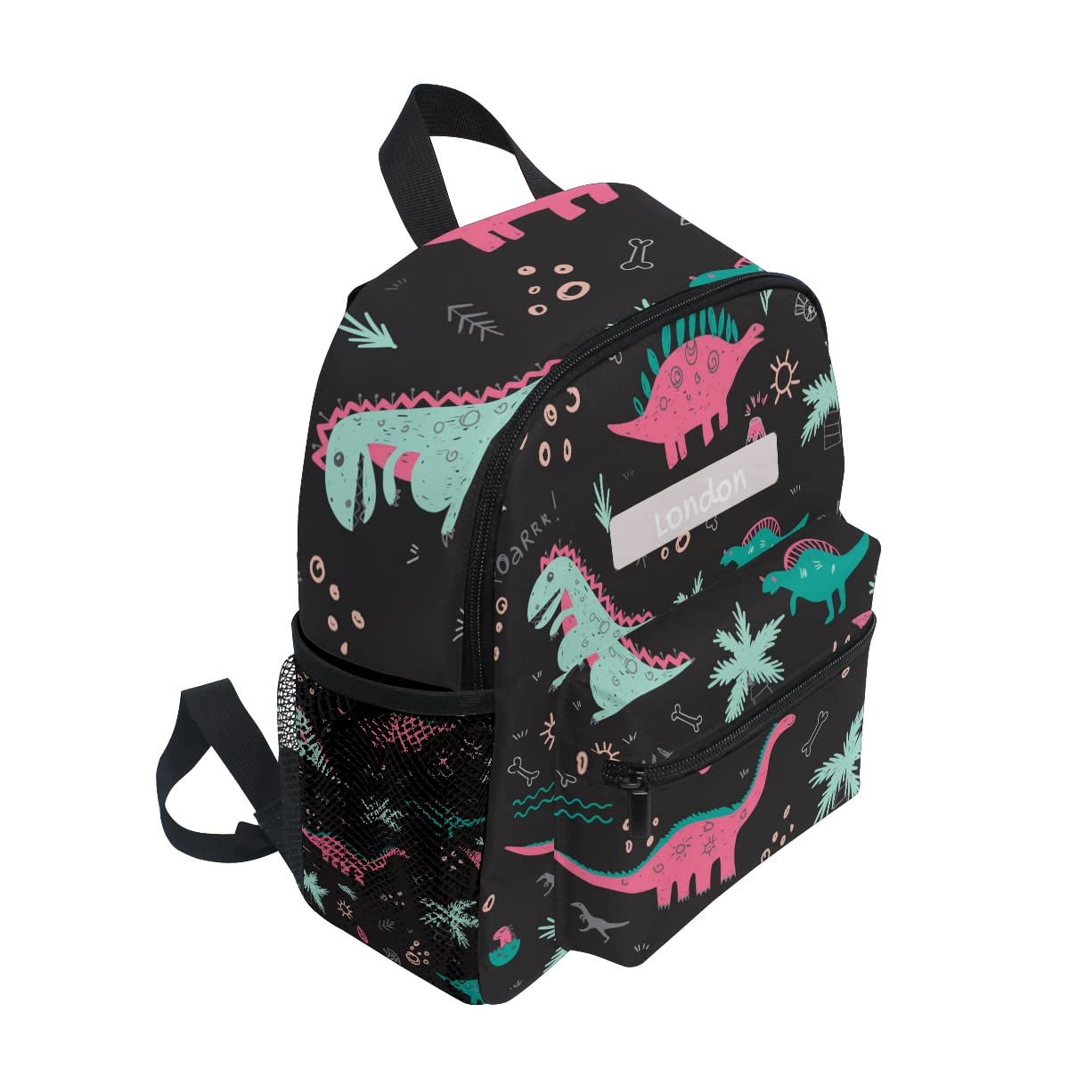 OREZI Custom Kid's Name Toddler Backpack,Personalized Backpack with Name/Text Daycare Bag,Customization (Childish Pink Dinosaur) Nursery Bag Preschool Backpack Baby Diaper Bag, toddler bag
