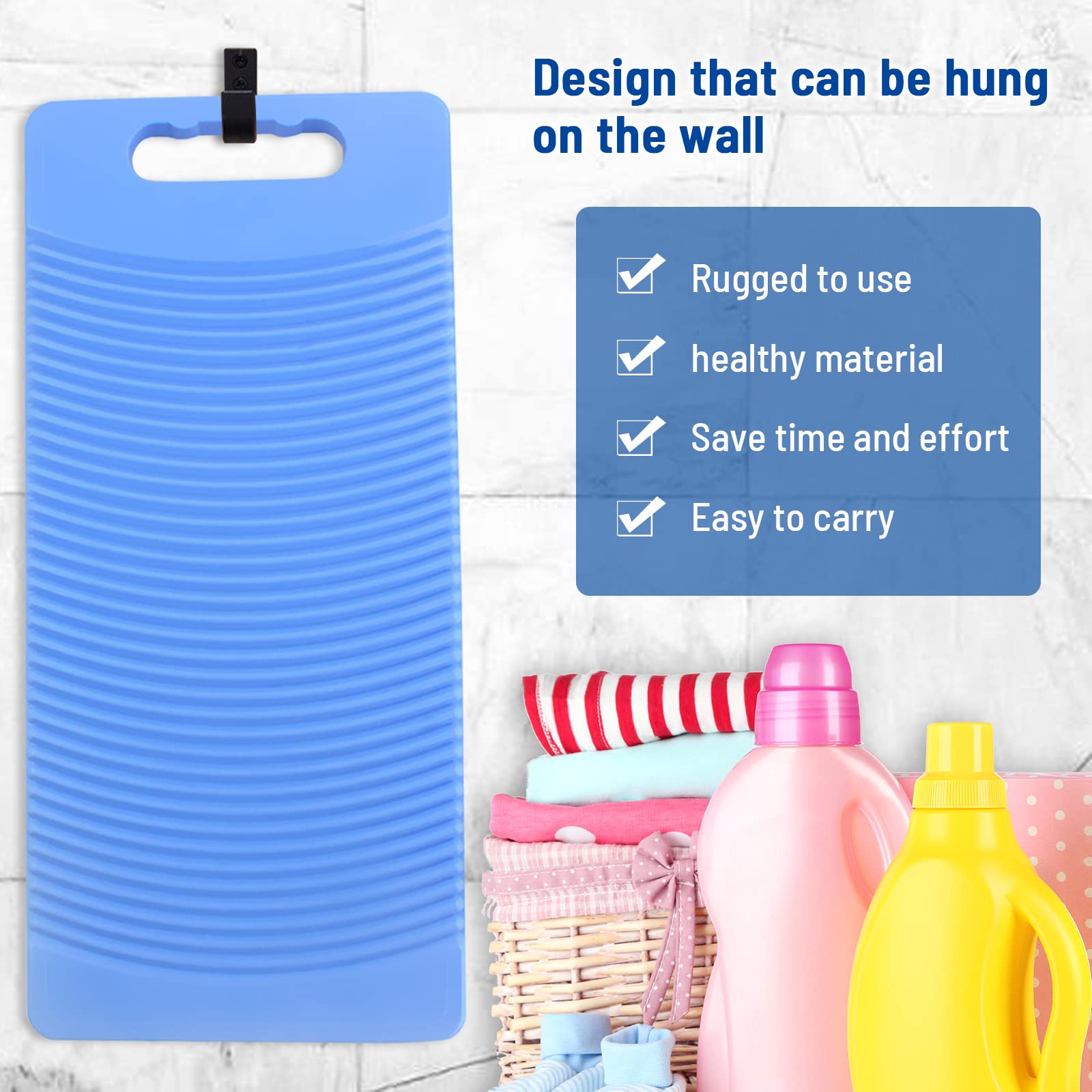 MZD Plastic Rectangle Washboard Washing Clothes Board 50cm Long (Red)