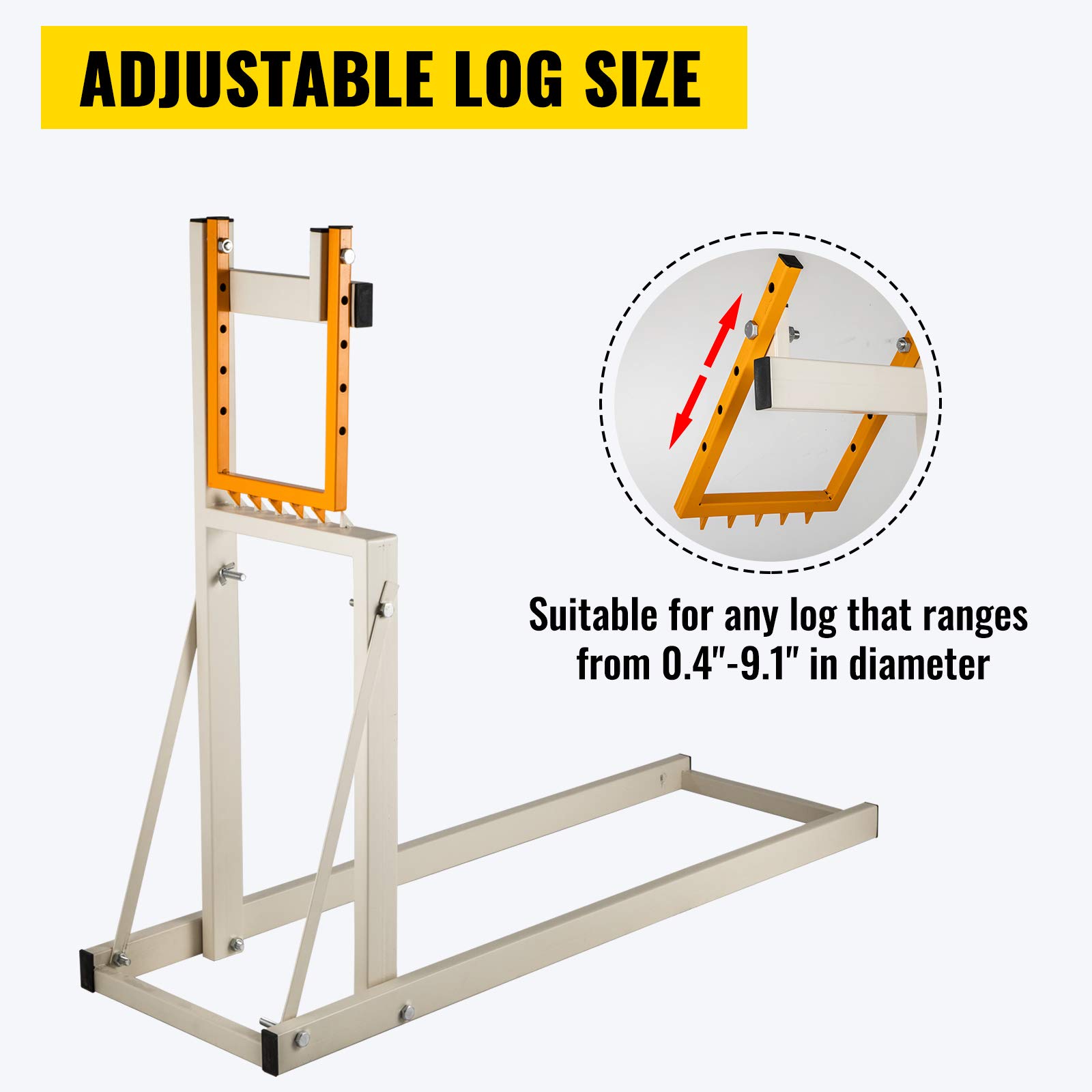 VEVOR Logging Saw Horse Durable Steel Log Sawhorse, Foldable Log Cutting Stand with Sharp Claws and Adjustable Height, Horse Stands for Cutting Wood, Space-Saving Sawbuck, Easy to Assemble and Carry