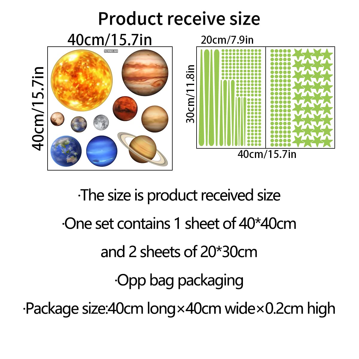 Glow in The Dark Stars and Planets for Ceiling Solar System Wall Decals Glowing Space Stars Wall Stickers Universe Wall Decal for Kids Bedding Room Nursery Home Decoration Party Birthday