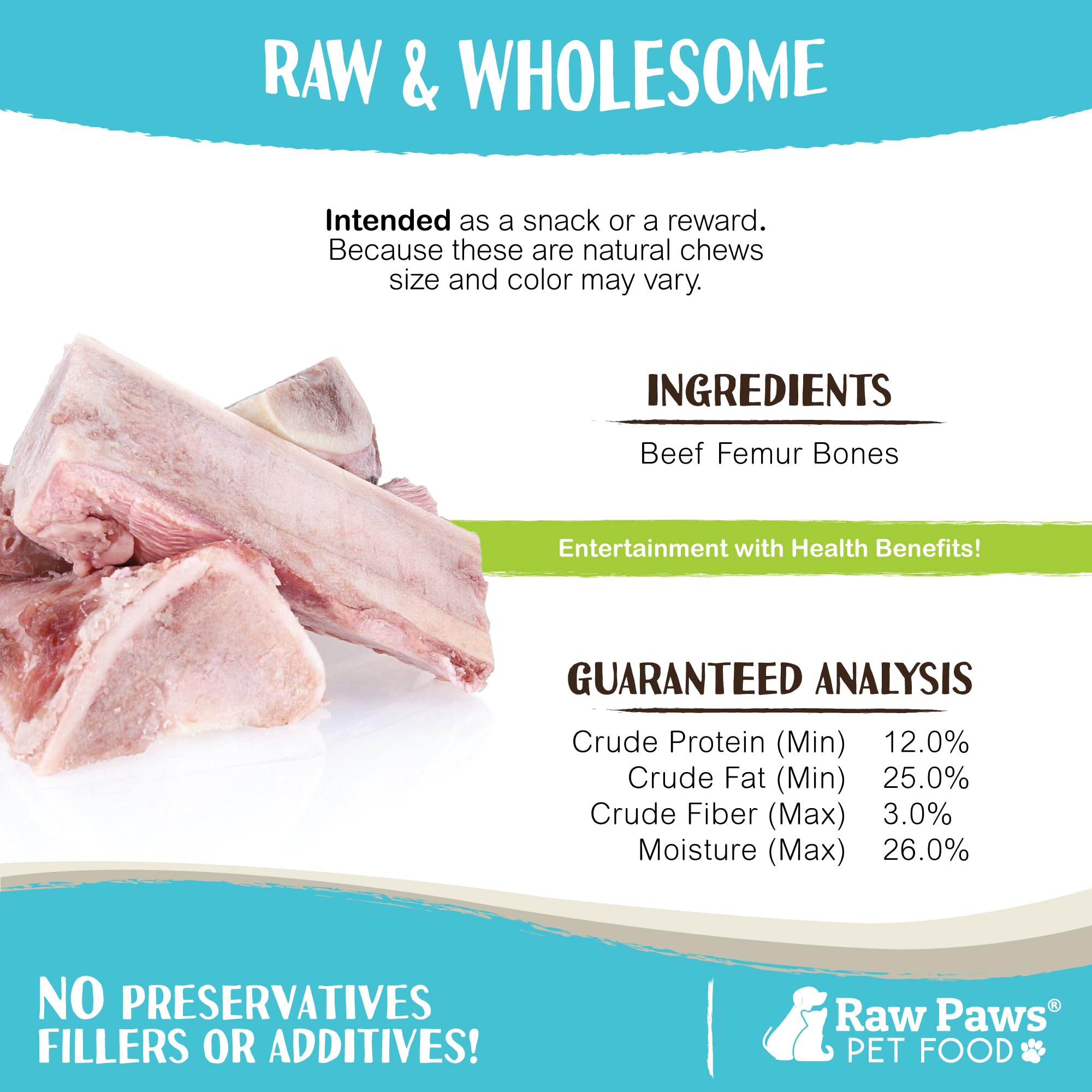 Raw Paws Beef Marrow Bones for Dogs - Split, 4 inch, 24-ct - Made in USA Raw Frozen Bones for Dogs - Raw Meaty Dog Bones for Medium to Large Dogs - Frozen Dog Bones - Split Beef Marrow Bones Dogs Raw