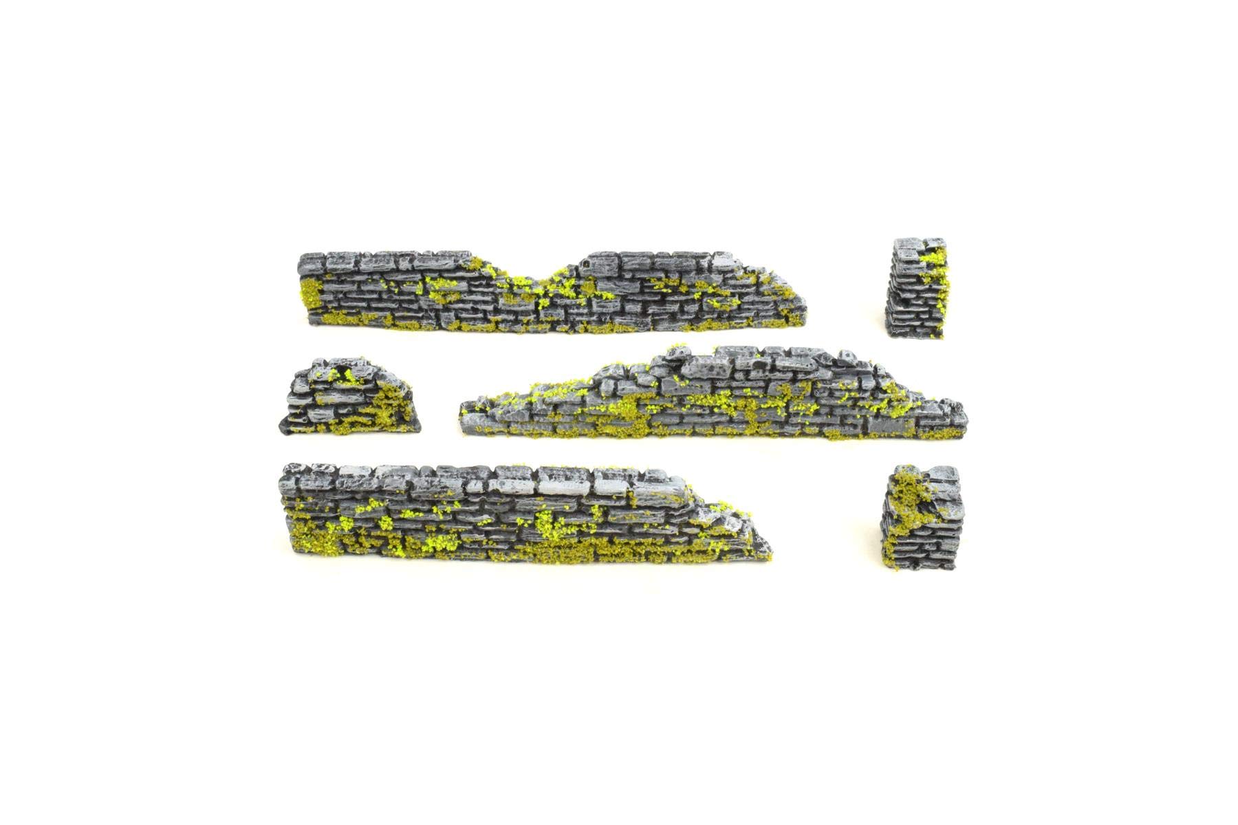 War World Gaming World at War Stone Wall and Pillar Sections Large Set – 28mm WW2 Normandy Wargame Terrain Model Diorama