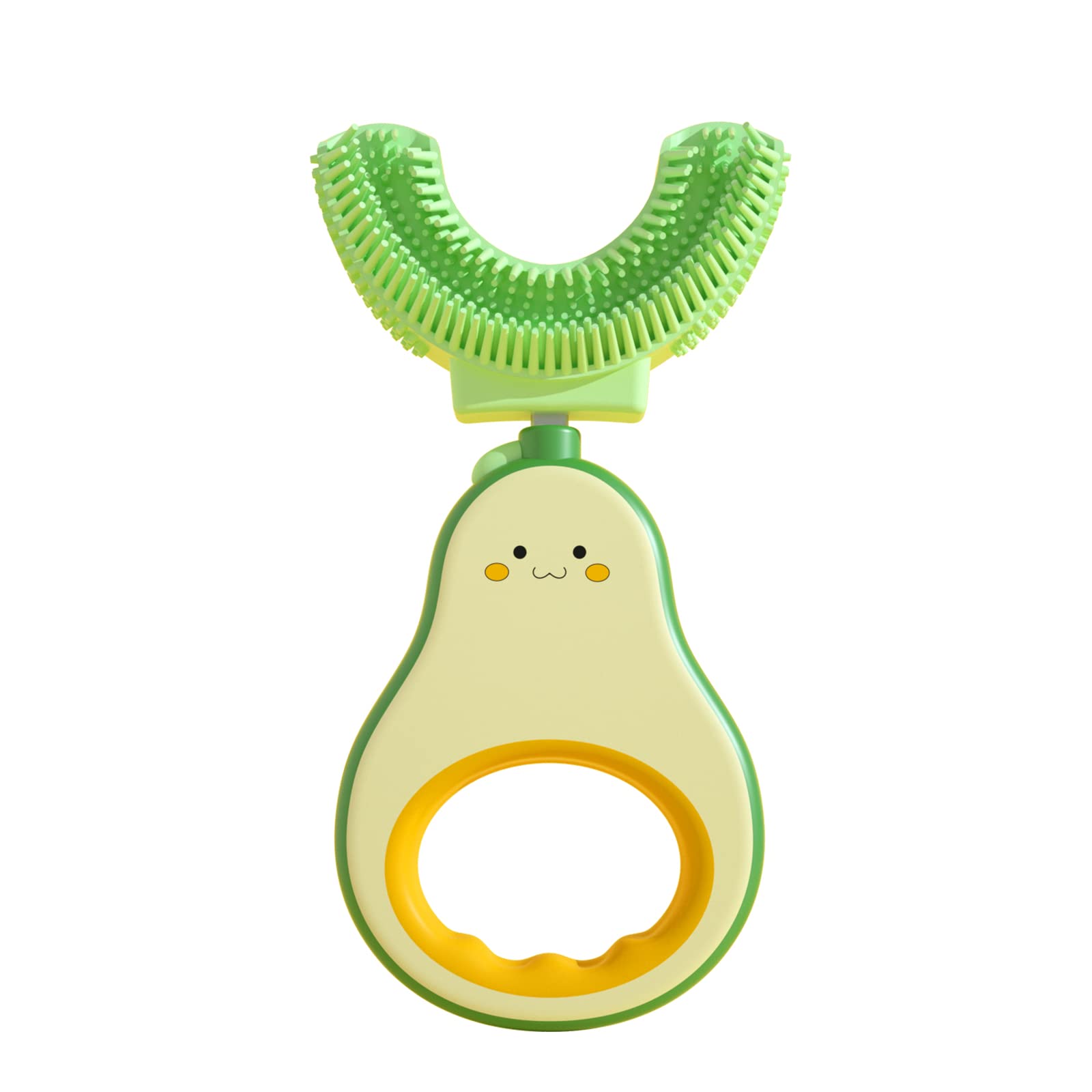 RAXIFU 2 Pack Toddler Toothbrush for Age 2-6 Years,Kids Toothbrush for 1-7 Years Children, U-Shape Extra Soft Toothbrush for Children (Pear Green-Yellow)
