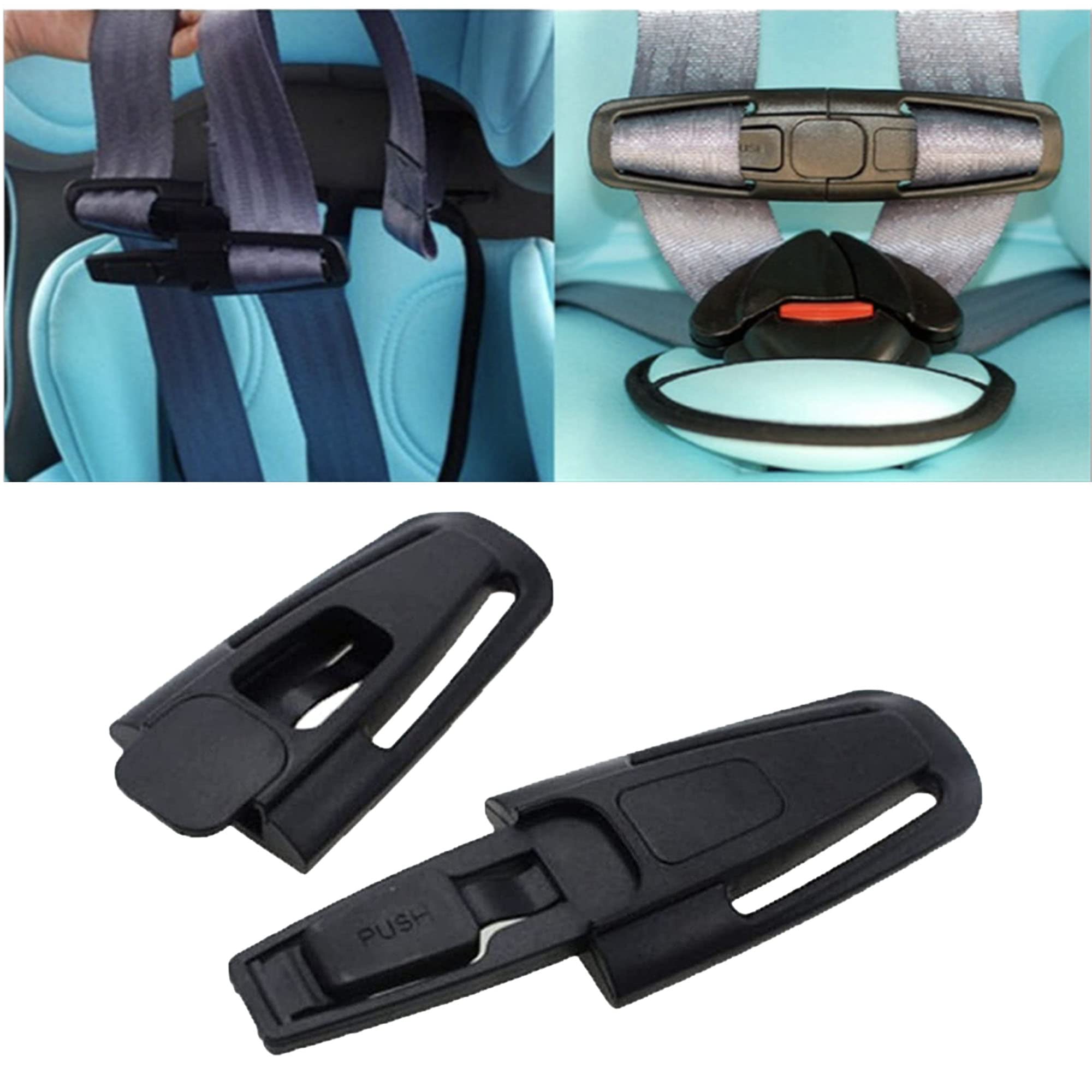 Seat Chest Harness Clip Seat Safety Belt Clip Buckle Universal for Kids Baby Carseat Adjustable Guard (Black)