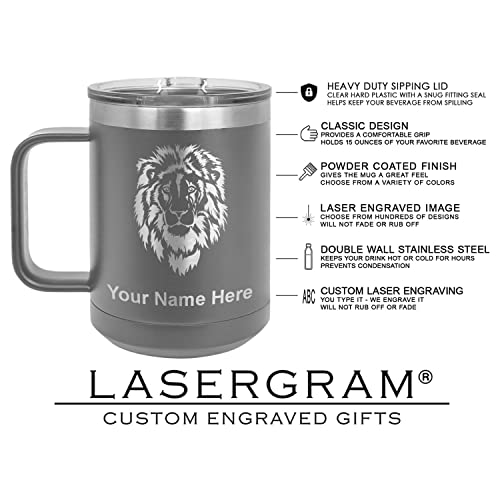 LaserGram 15oz Vacuum Insulated Coffee Mug, Flag of Ukraine, Personalized Engraving Included (Gray)