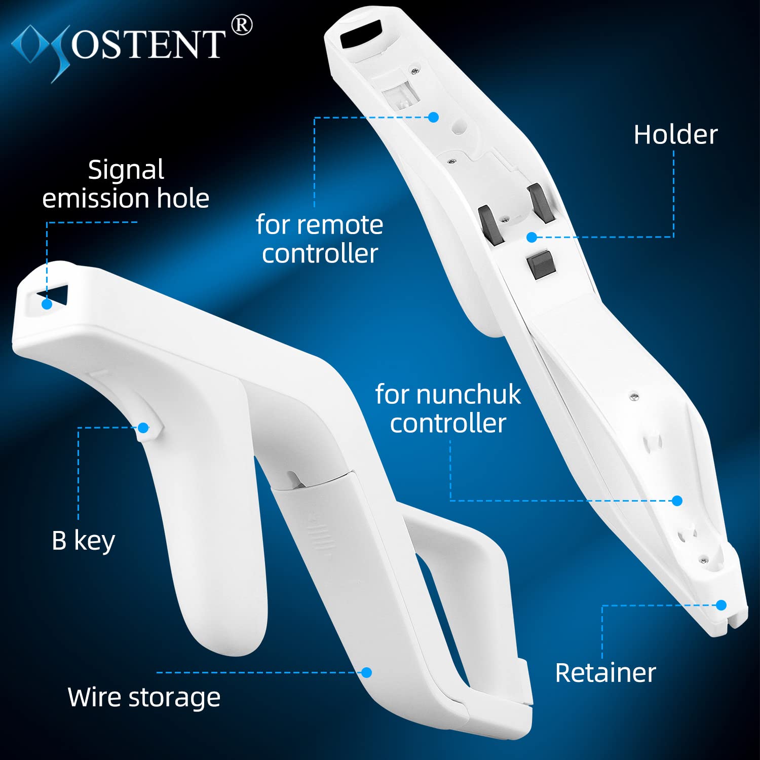 OSTENT Light Gun Attachment for Nintendo Wii Remote Nunchuck Shoot Sport Games