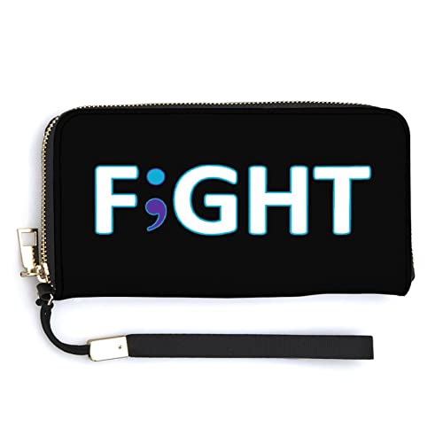 FunnyStar Semicolon Live Suicide Prevention Women's Long RFID Hand Wallet Wristlet Clutch Purse PU Leather Handbag with Wrist Strap