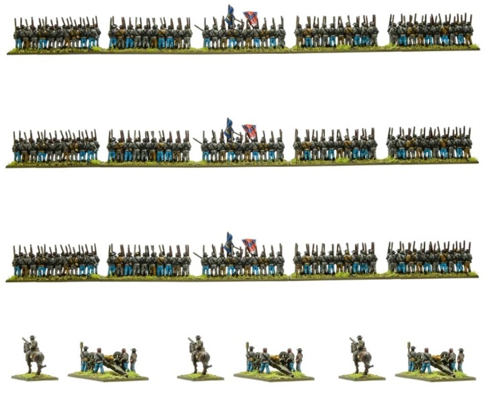 Warlord Black Powder Epic Battles American Civil War Confederate Brigade Tabletop Miniatures - Plastic Paintable Miniature 1700-1900 Soldiers Set, Table Top 28mm Military Minifigures for Adults