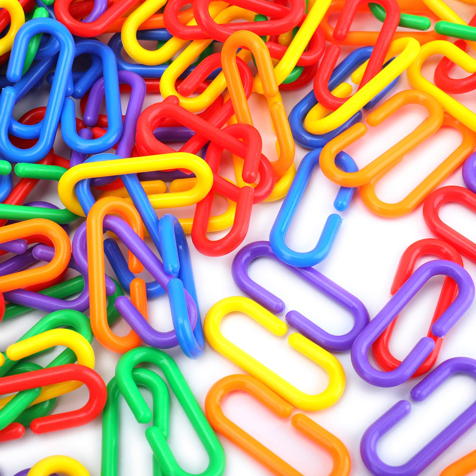 Suwimut 1000 Pieces Plastic C-Clip Hooks Chain Links, Interchangeable Rainbow C-Links Kids Learning Toys for Classroom Preschool, Sugar Glider Climbing Swing Small Bird Cage Toys for Pet Rat Parrot