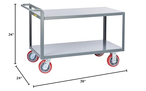 Little Giant G-2436-6PY Merchandise Collectors, 3600 Lbs., Flush Shelves, 6" Polyurethane, 24"W x 36"L, 34" Height, 24" Width, 42" Length, 3600 Pounds Load Capacity, Gray