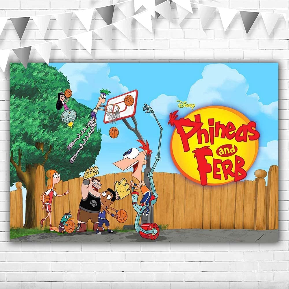 DAHAN Phineas and Ferb Birthday Backdrop 7x5 Vinyl Phineas and Ferb Party Supplies Birthday Banner Baby Shower Decorations Room One Size