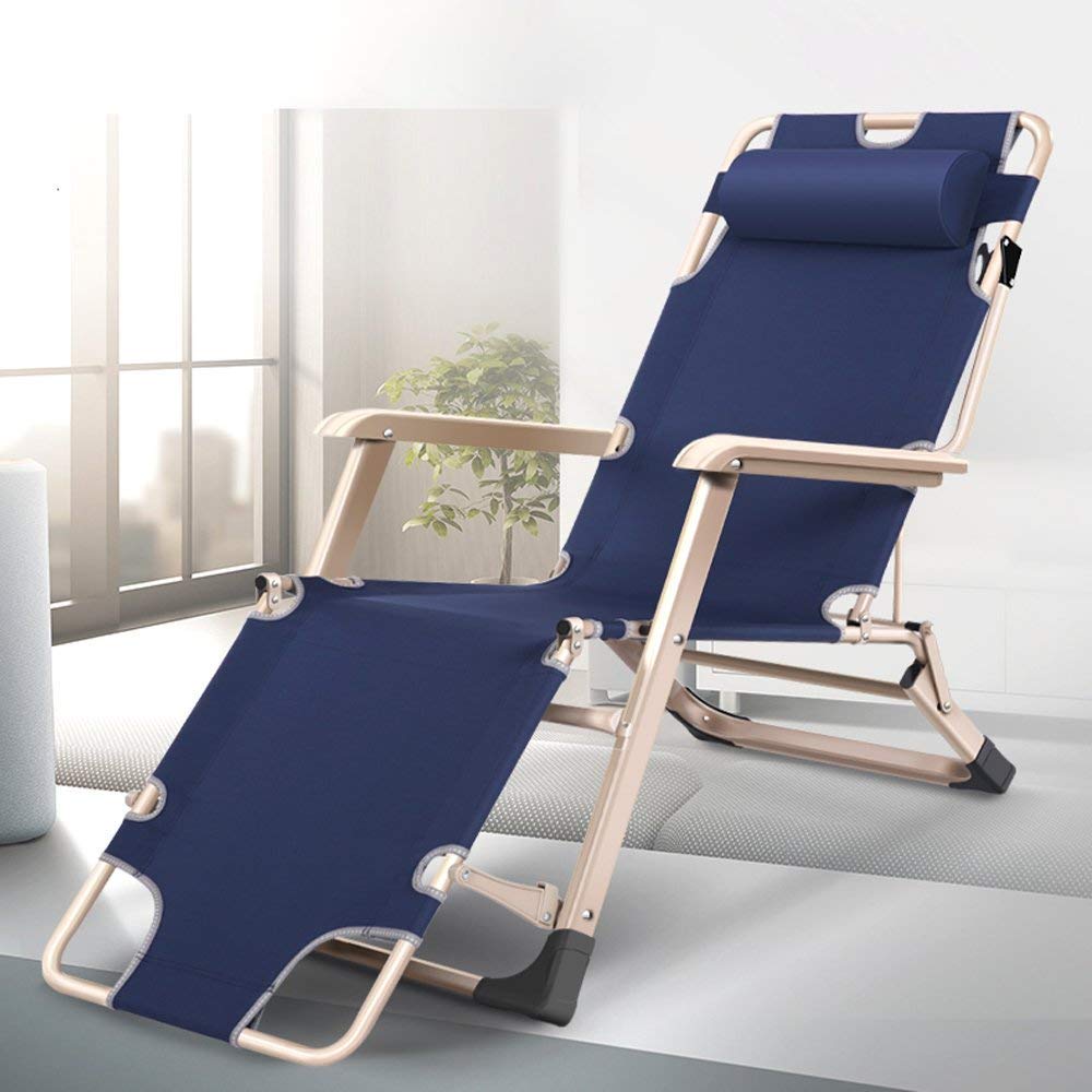 Livebest Folding Lounge Chair Set of 2 Patio Chaise Lounge Chairs, Lay Flat Sun Lounger for Outdoor Patio Lawn Beach Pool Deck Sunbathing, Camping,Supports 300lbs,Dark Blue(2 Pack)
