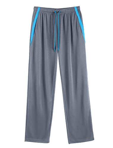 Deyeek Men's Open Bottom Sweatpants Loose Fit Yoga Pants with Pockets Lounge Straight Leg Joggers Sweatpants Grey2 M