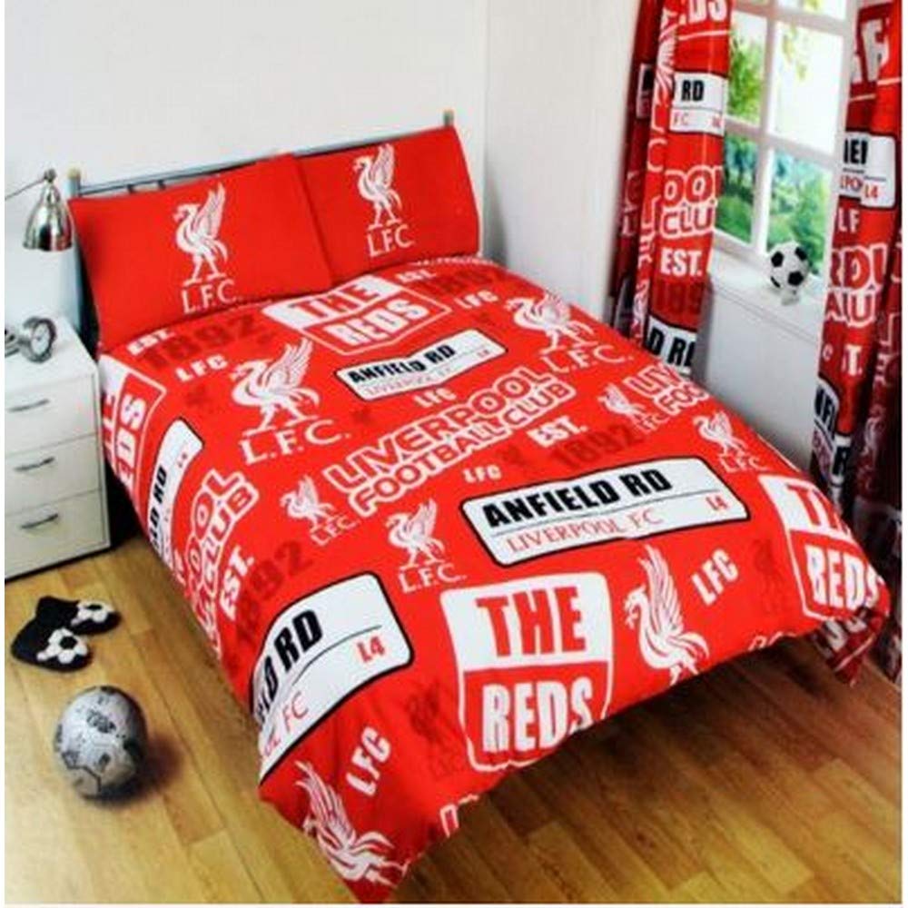 Liverpool F.C. Official Patch Double Duvet Cover Set - Red