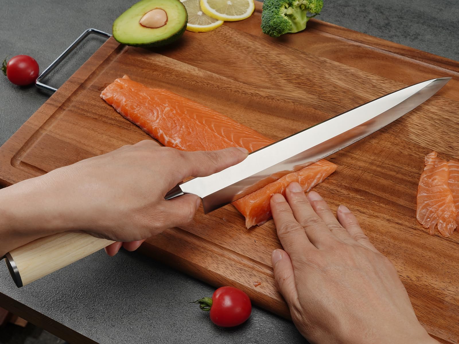Hollory Sashimi Sushi Knife – 11.5 inch Japanese Yanagiba Slicing knife, Super Sharp Professional High Carbon Stainless Steel Single Bevel Fish Knife with Pakkawood Handle