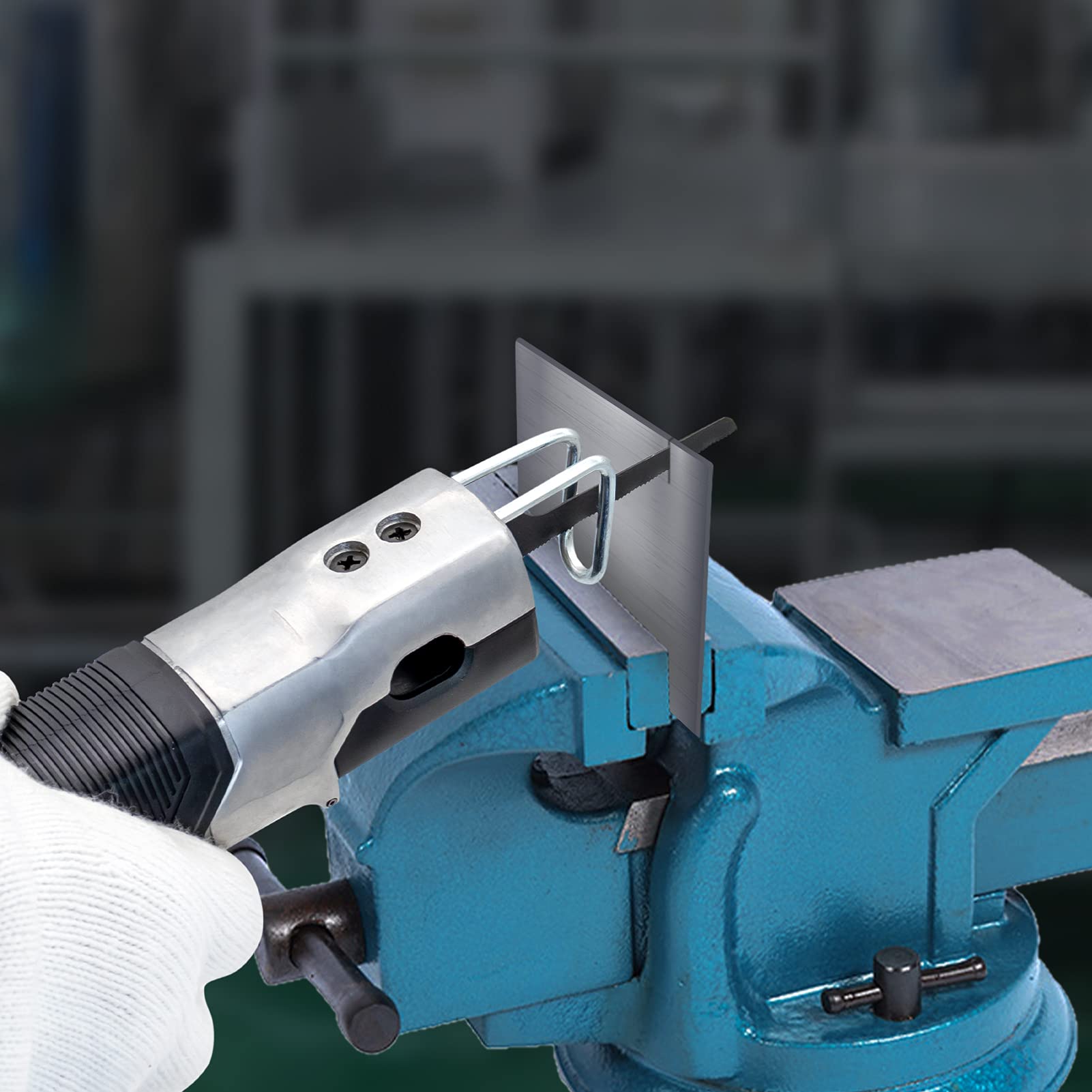 SDRTOP Air Reciprocating Saw Pneumatic body saws tool with 6pc 24T & 32T Blades Heavy Duty Hacksaw Cutter for Metal Sheet Cutting
