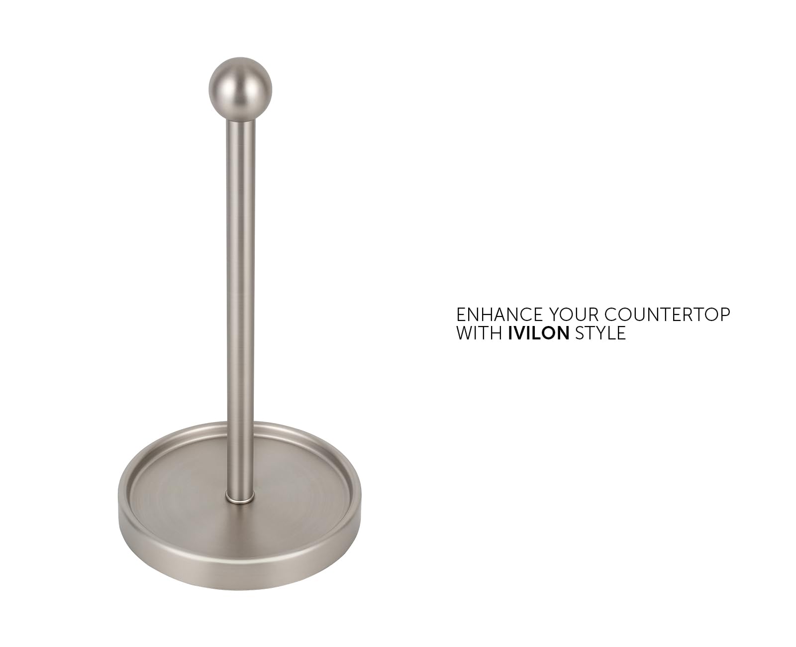 Ivilon Countertop Paper Towel Holder - Modern Sleek Ball Minimalist Design - Color Brushed Nickel