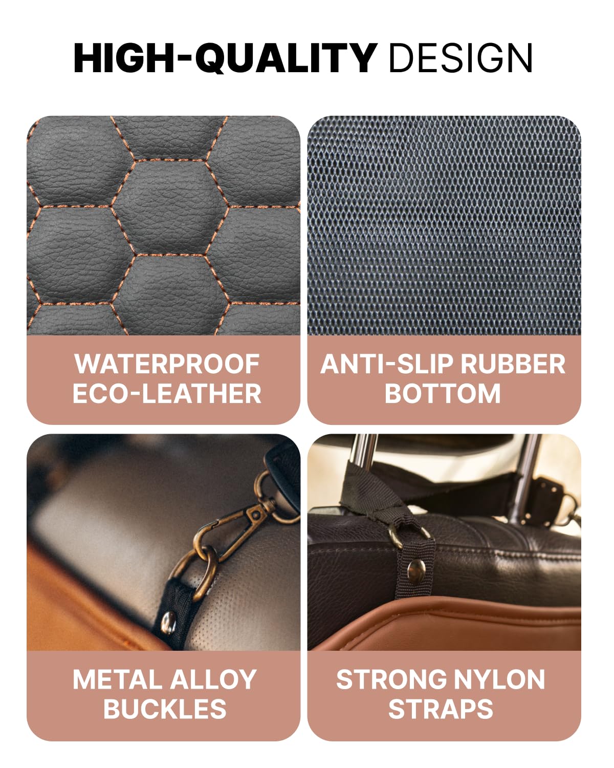 Owleys Premium Leather Car Seat Protector for Back Seat - Back Seat Cover for Kids - Car Kick Mat - Back of Seat Protector for Kids Feet Car Seat Back Protector - 1 Pc Hexy