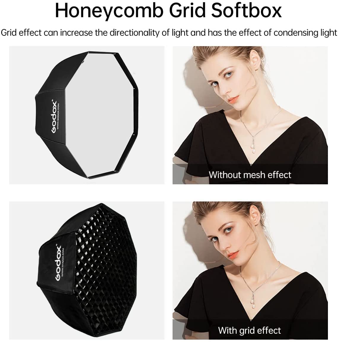 Godox SB-UE Umbrella Octagon Softbox Reflector with Honeycomb Grid for Speedlight Flash (Bowens Mount) (95 CM)