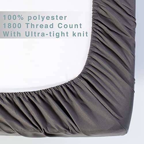 LBRO2M Bed Sheet Set Queen Size 16 Inches Deep Pocket 1800 Thread Count 100% Microfiber Sheet,Bedding Super Soft Comfortable, Cool Warm,4 Piece(Dark Grey)
