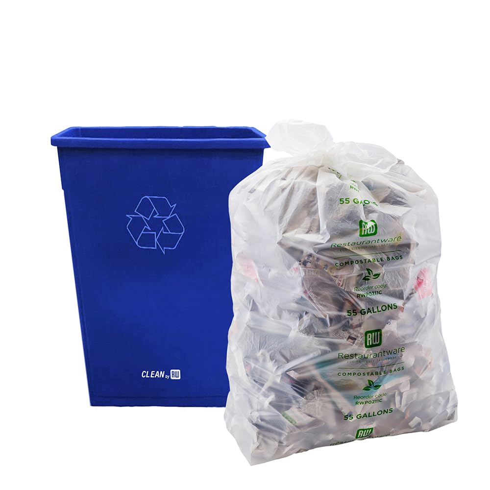 Restaurantware RW Clean 23 Gallon Trash Can 1 Slim Trash Bin - Lid Sold Separately Commercial Blue Plastic Waste Basket Heavy-Duty Slim Design For Bathroom Kitchen Outdoor Waste