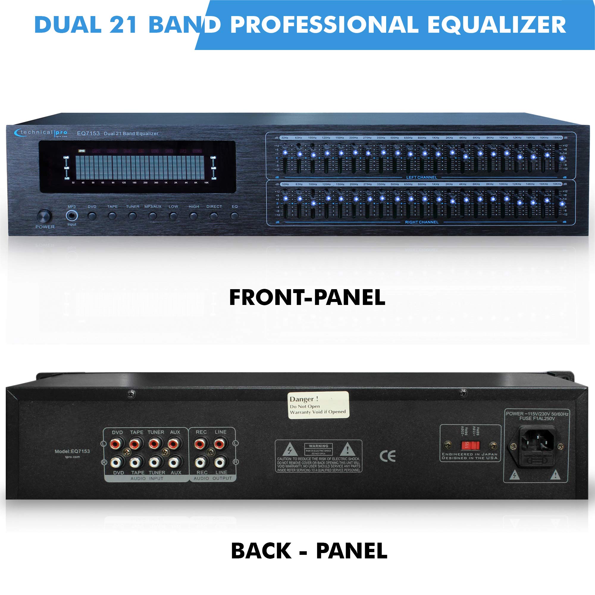 Technical Pro Dual 21 Band Professional Stereo Equalizer with Individual LED Indicators