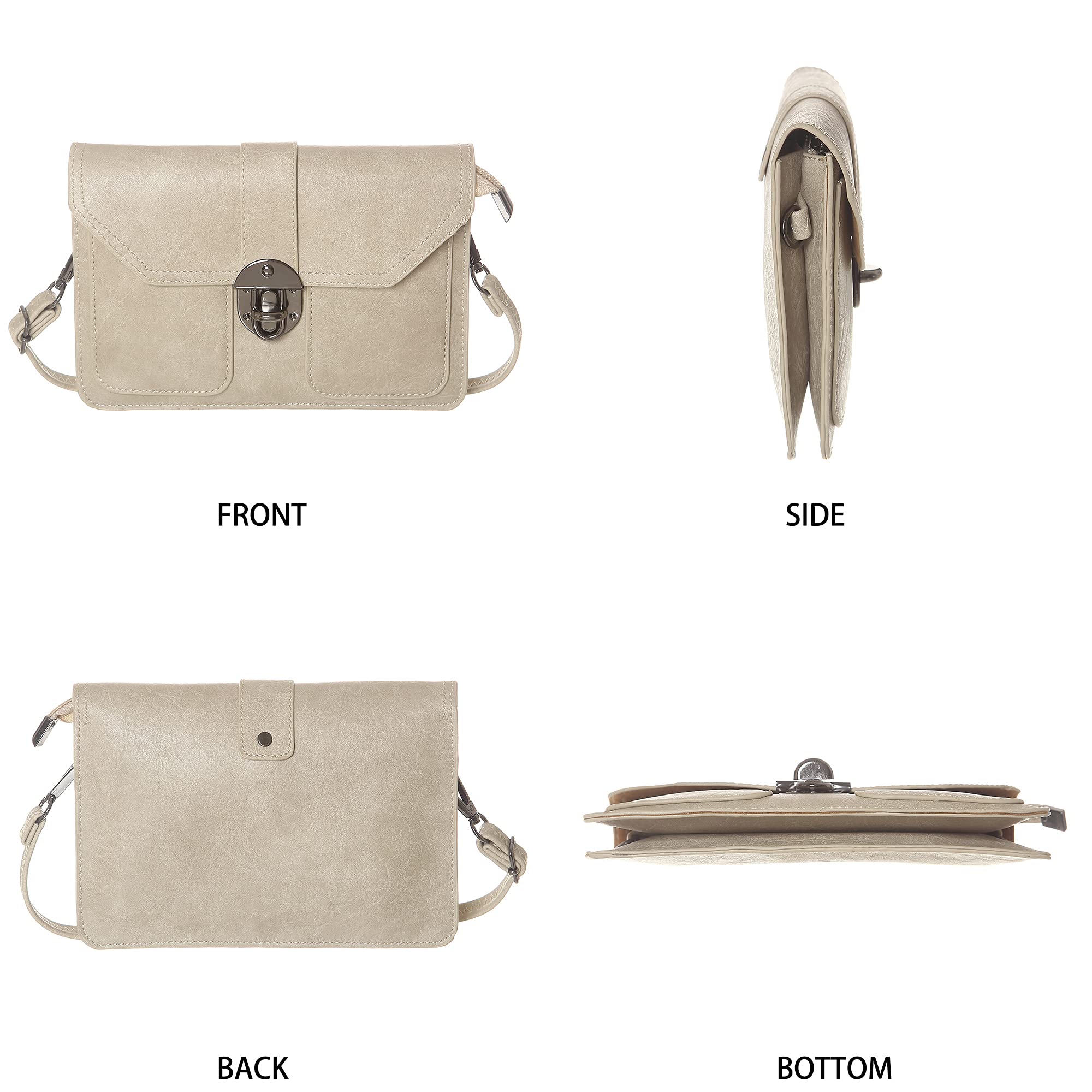 TENXITER Small Purses for Women Vegan Leather Crossbody Cell Phone Bags Wallet (Beige)