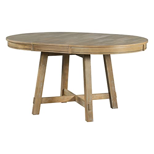 Quarte Farmhouse Round Extendable Dining Table with 16" Leaf Wood Kitchen Table