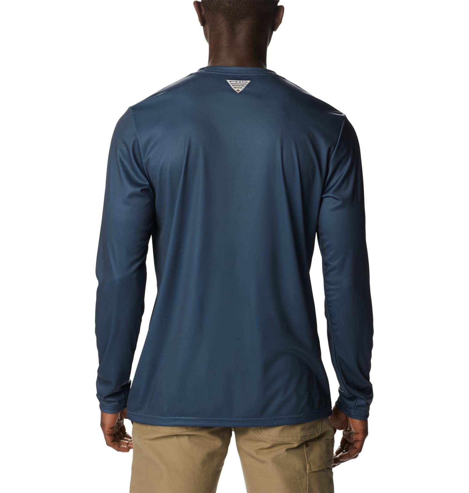Columbia Men's PHG Terminal Shot Antler Logo Long Sleeve, Zinc/Sahara, Small