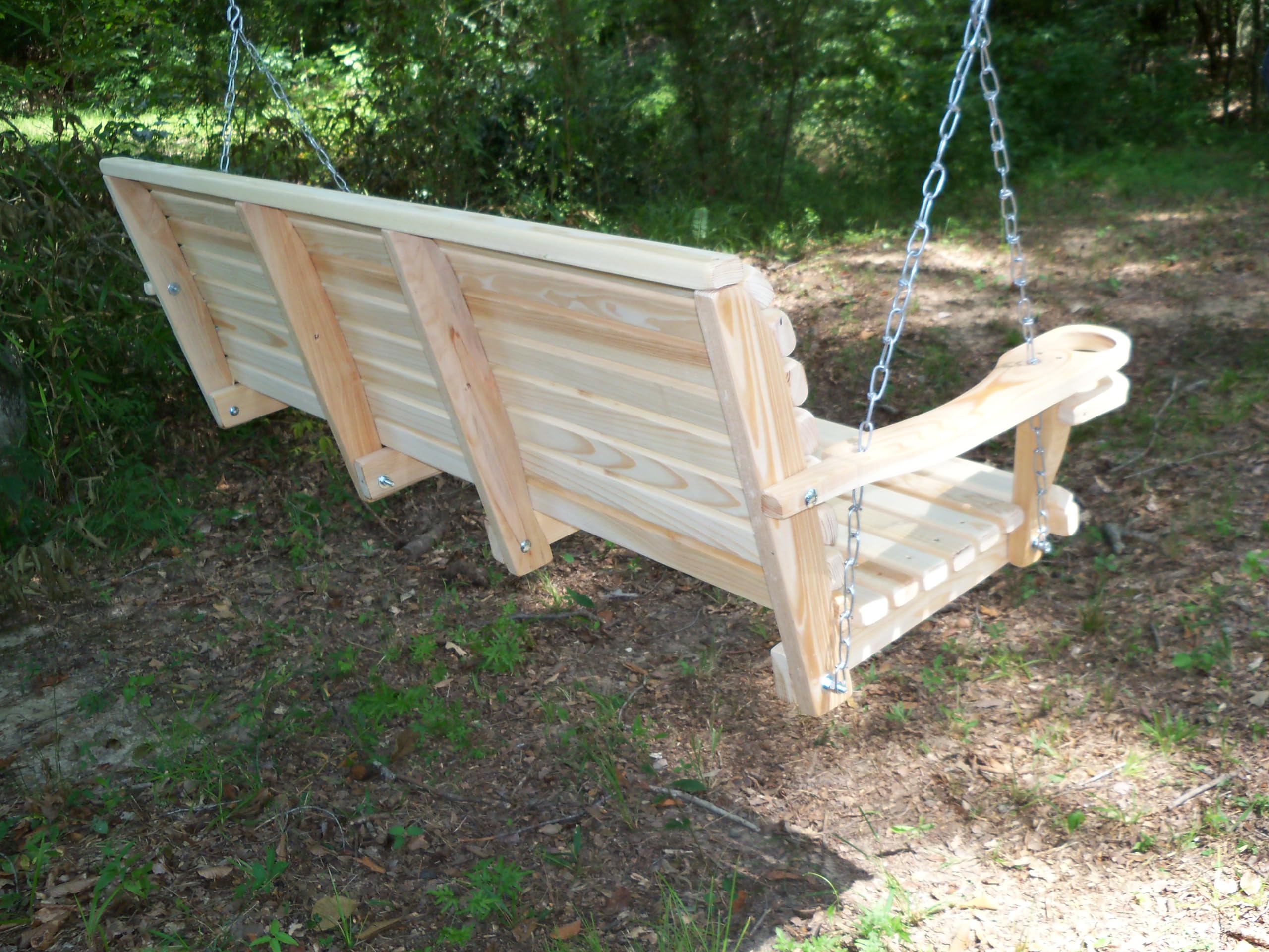 Generic 4FT Cypress Porch Swing Made in USA with Cup arms and Hanging Hardware, Unfinished Natural Wood Tone