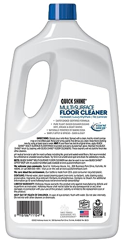 Quick Shine Multi Surface Floor Cleaner 64oz | Plant-Based, Ready to Use, Dirt Dissolving, Streak Free, No Rinse | Use on Hardwood, Laminate, Luxury Vinyl Plank, Tile & Stone | Safer Choice
