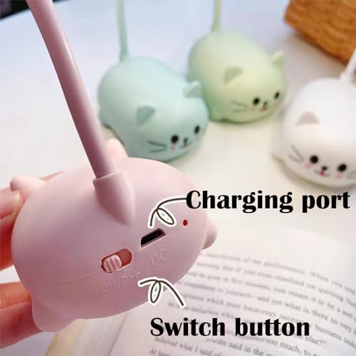 Desniltol LED Kids Lamp, Mini Cat Table Lamp, Portable LED Night Light, Cute Desk Lamp, Foldable USB Rechargeable Reading Light Children's Bedroom (Pink)