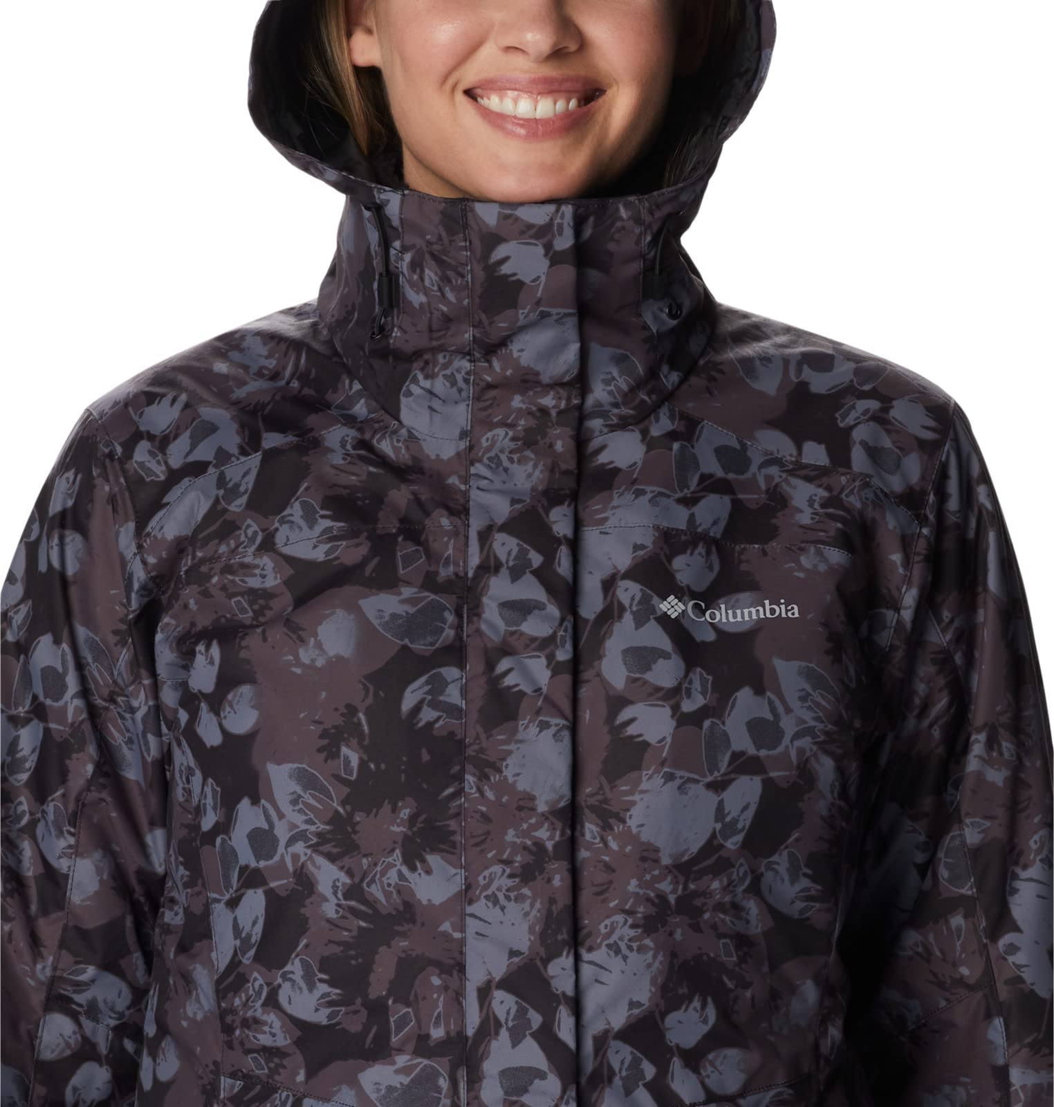 Columbia Women's Tunnel Falls Interchange Jacket, Black Solarized Tonal Print, 3X Plus