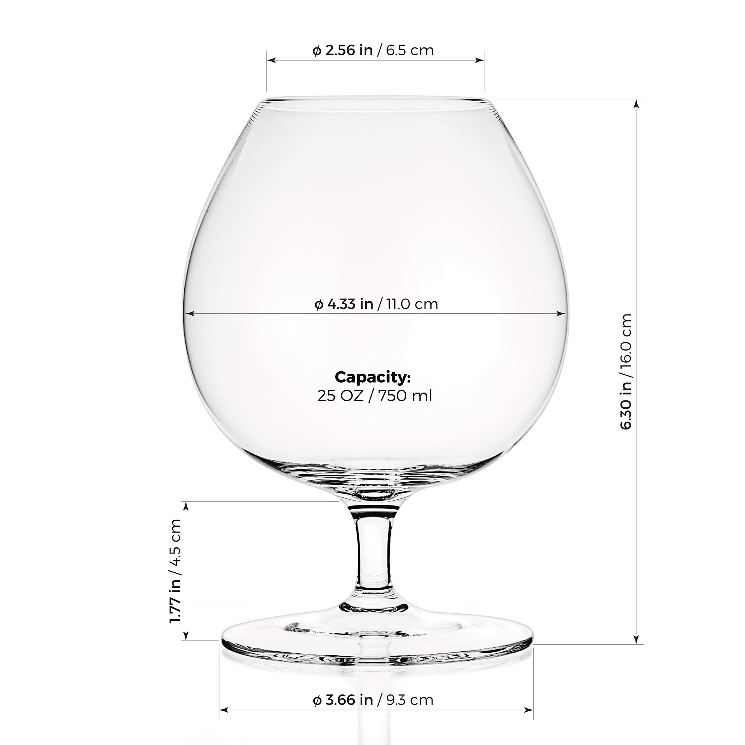 Luxbe - Brandy & Cognac Crystal Glasses Snifter, Set of 2 - Large Handcrafted - Crystal Glass - Bourbon - Wine - 25.5-ounce