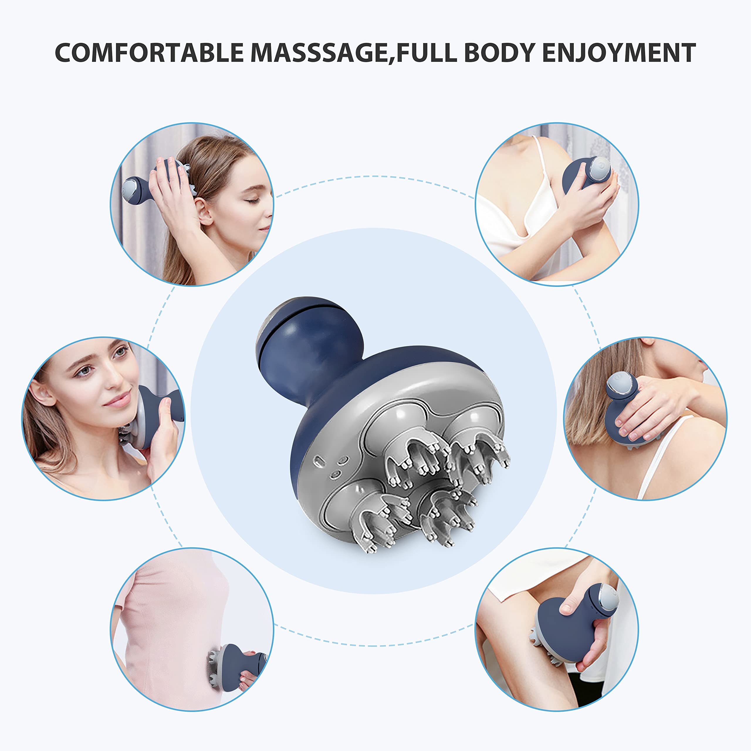 COMFIER Cordless Electric Scalp Massager with Mutlti-Modes Vibration, Handheld Cat Head Massager for Pets, Portable Dog Head Massager for Deep Clean and Stress Relax