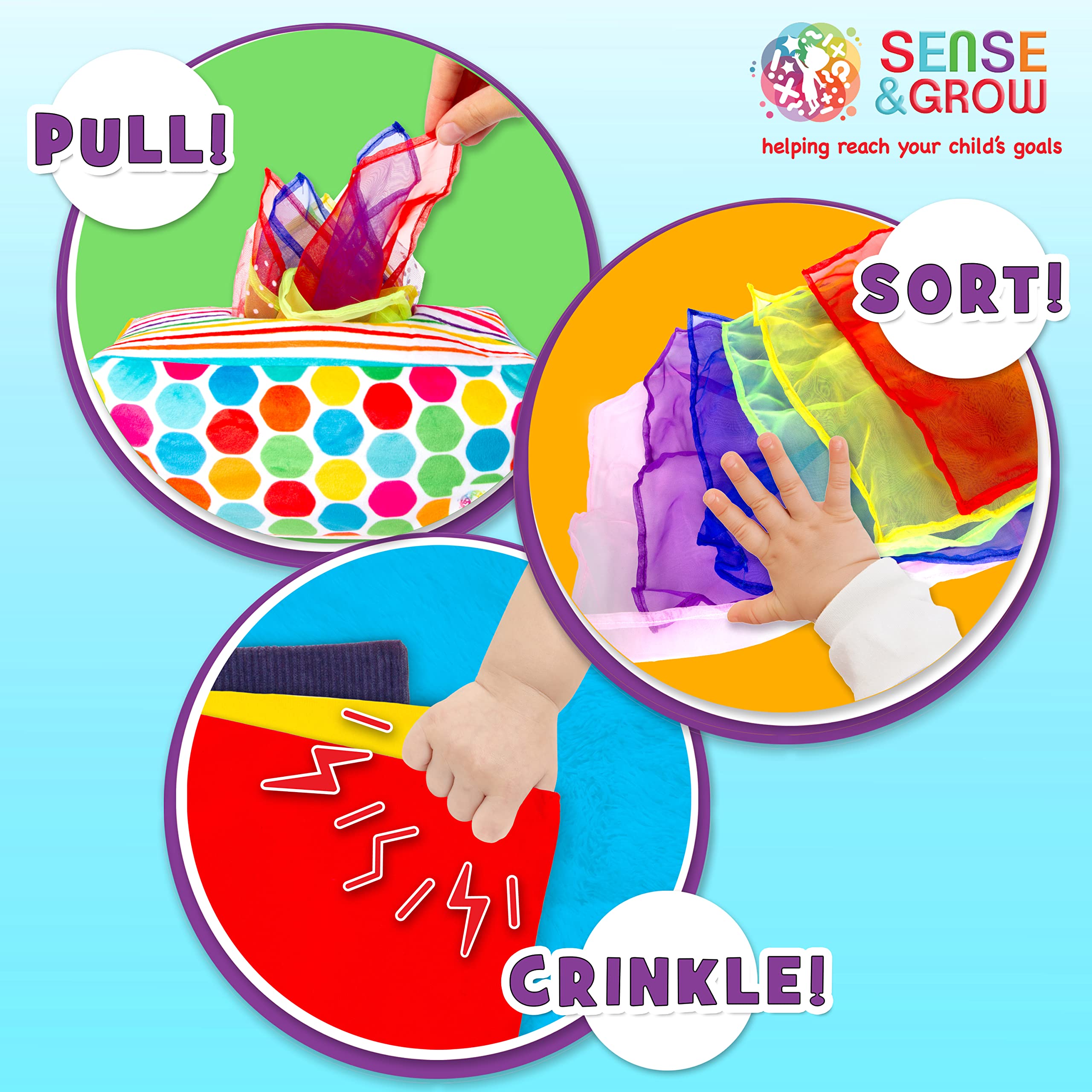 Sensory Pull Along Baby Tissue Box - Montessori Toy for 6-12 Months+