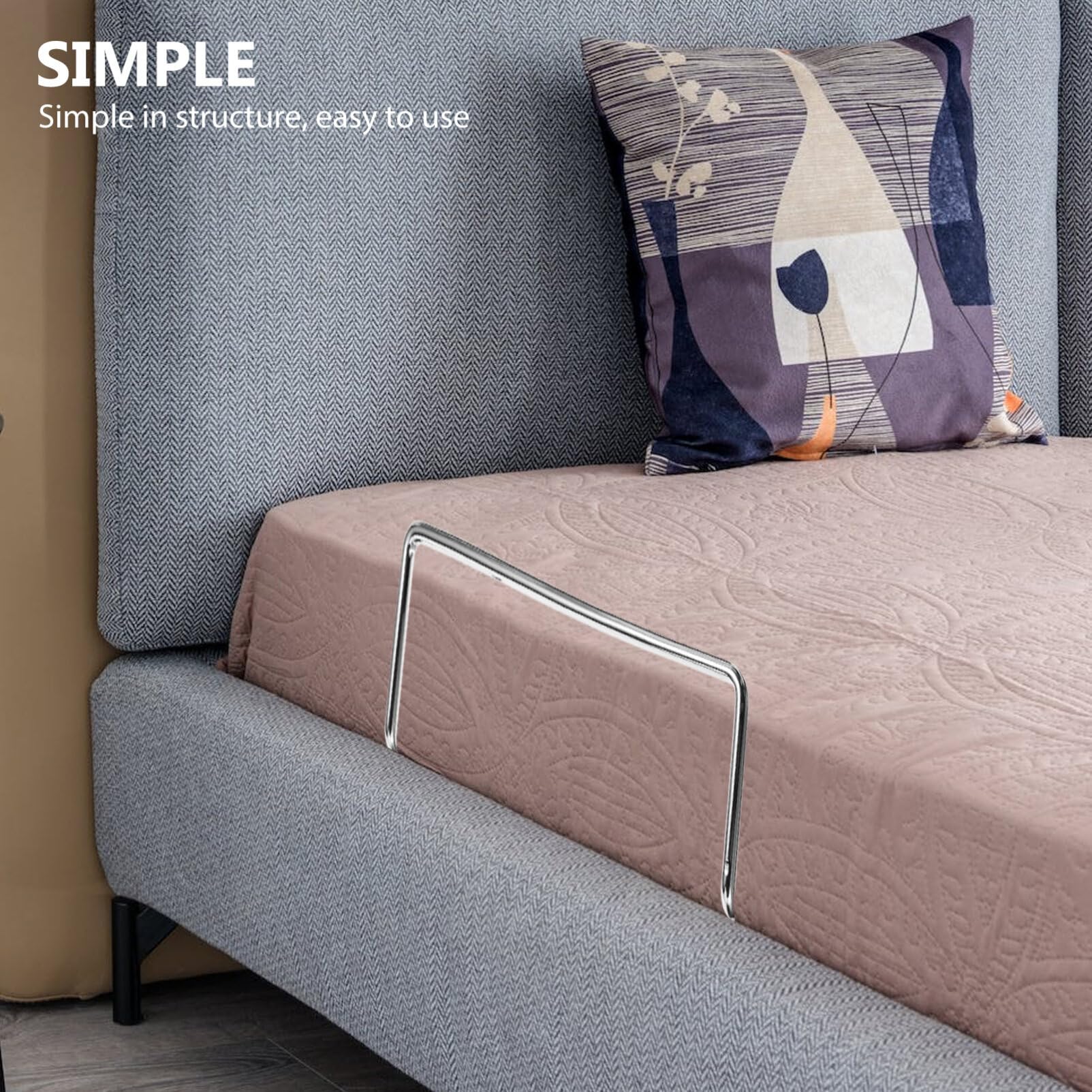 Kichvoe Mattress Retainer Bar Adjustable Mattress Slide Stopper Metal Mattress Stabilizers Non Slip Mattress Gripper for Beds in Place to Keep Mattress from Sliding Silver