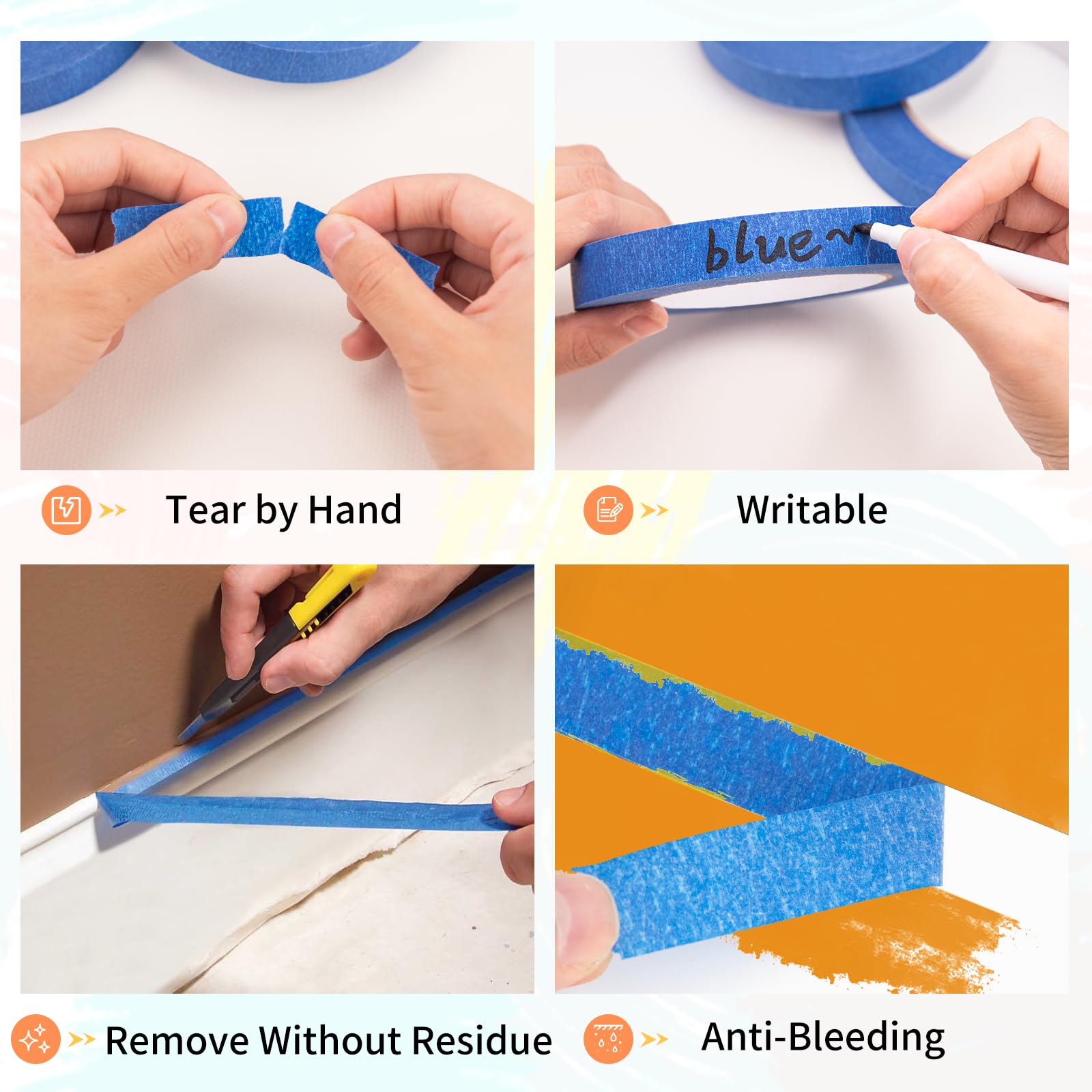 KICNIC Blue Painter's 1 Roll, Multi Surface Masking Tape 0.7 Inch x 60 Yard, Painting and Decoration Supplies, Indoor and Outdoor Use