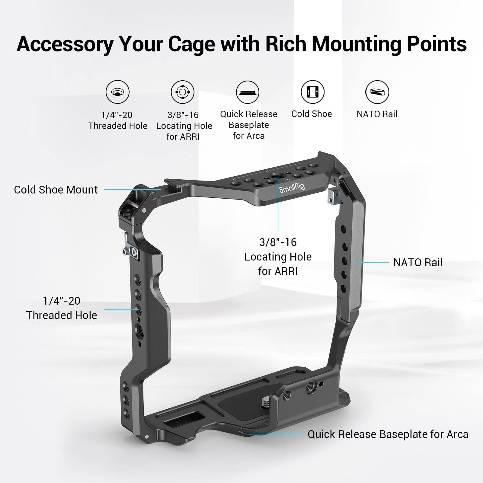 SmallRig Cage for Sony Alpha 7R V/Alpha 7 IV/Alpha 7S III/Alpha 7R IV/Alpha 1 with VG-C4EM Battery Grip - 3594