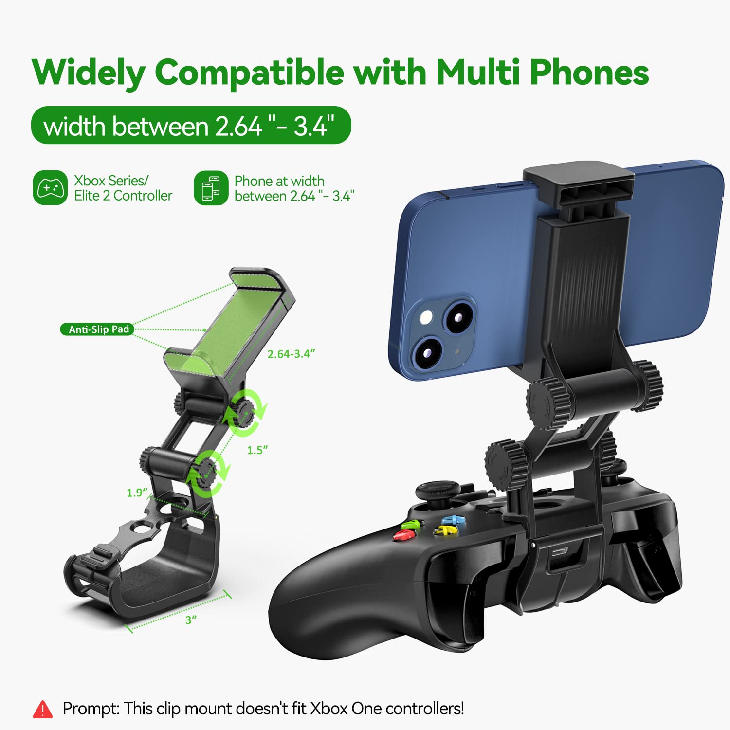 Controller Phone Mount Compatible with Xbox Series X/S & Elite 2 Controller, OIVO Controller Mount with Adjustable Gear, Controller Clip Holder, Clamp Bracket Holder for Xbox Core X/S