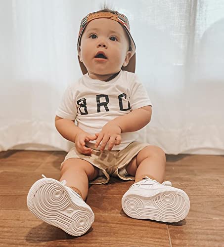 Newborn Baby Boy Clothes Summer Short Sleeve T-shirt Tops Solid Color Shorts 3 6 9 12 18 Months Boy Casual Outfits (Bro White, 18-24 Months)