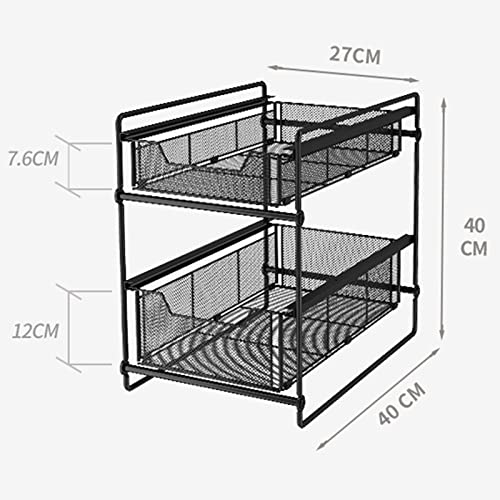 LEAYAN Under Sink Storage Cabinet Organizer Drawer, Under Sink Organizers and Storage 2-Tier Under Cabinet Bathroom Organizer Sliding Drawer Under Sink Rack Shelf, White 40x27x40cm