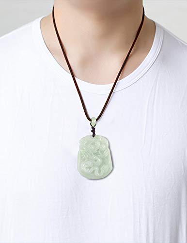 Dahlia Dragon Jade Necklace, Real Grade A Certified Burma Jadeite for Ambition and Success, Adjustable Cord, Dragon Q90